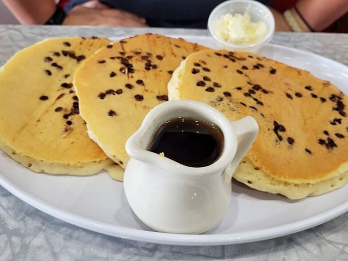 Chocolate chip pancakes that make you question why we ever invented other breakfast foods. Just add butter, syrup, and a smile.