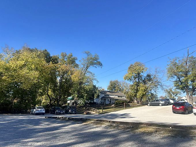 Even the gravel parking lot has a certain charm, promising that what awaits inside is worth every mile of your journey.
