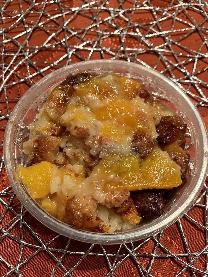 Not just dessert, but closure&mdash;warm peach cobbler with its perfect balance of fruit, sweetness, and buttery crumble caps the barbecue experience.