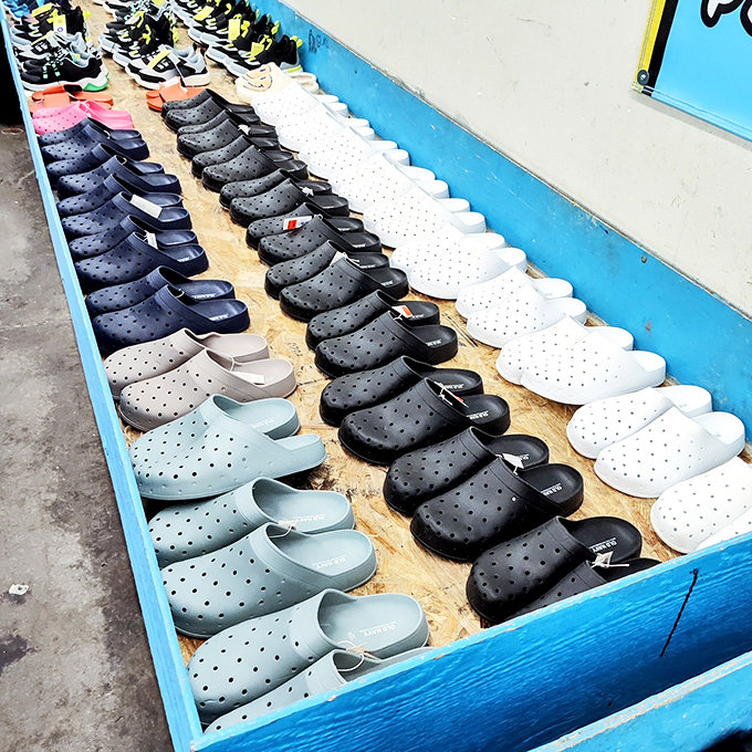 The Crocs lineup resembles a colorful keyboard of comfort, each pair waiting for the right feet to play their comfortable melody.