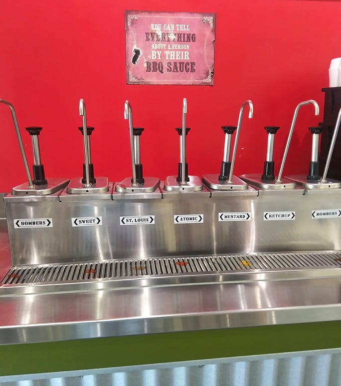 "You can tell everything about a person by their BBQ sauce." Truer words were never displayed above a lineup of liquid personality tests.