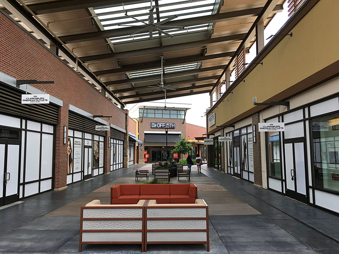 These stylish seating areas aren't just for resting—they're strategic planning zones for mapping your next retail conquest.