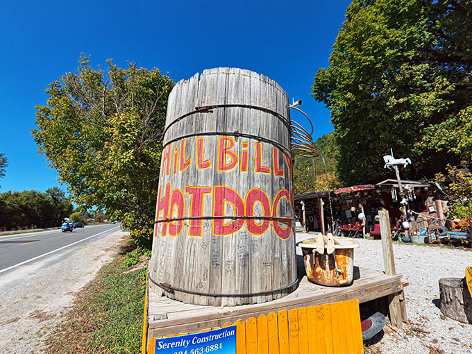 The wooden barrel sign that serves as a beacon to hungry travelers. Like a lighthouse, but instead of safe harbor, it guides you to delicious excess.