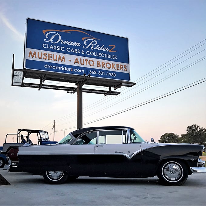 The roadside beacon that signals to passing motorists: "Your childhood Hot Wheels collection grew up and moved here."