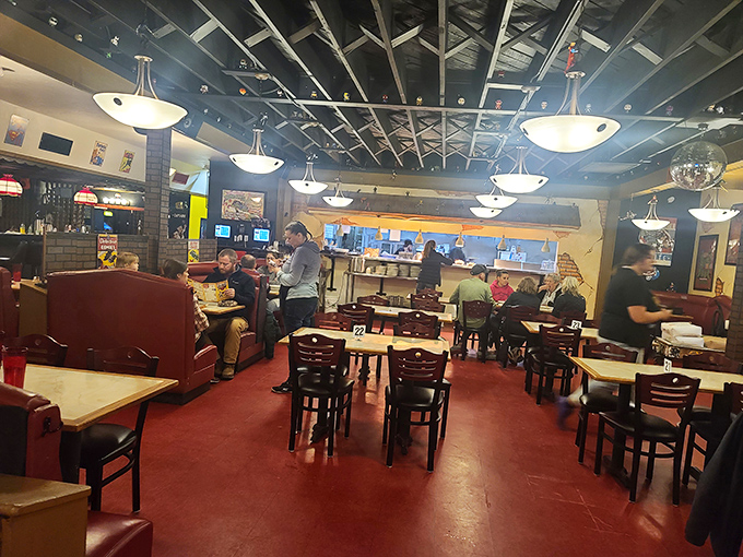 That logo isn't just a sign&mdash;it's a beacon of hope for the hungry. Like a pizza-themed superhero signal lighting up the Wisconsin sky. 