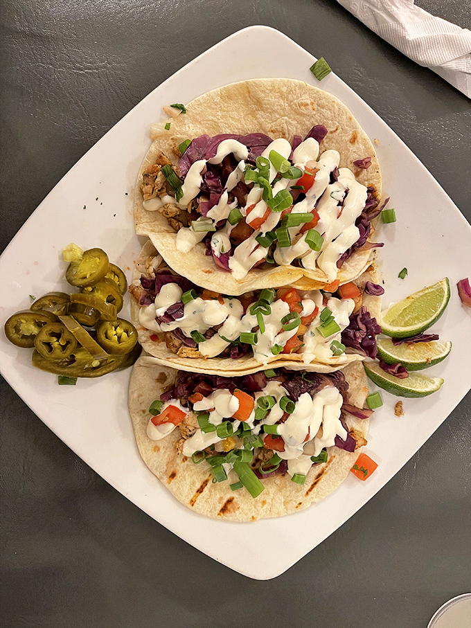 Fish tacos that bring Baja to the Mountain State. The drizzle of sauce, the fresh cabbage crunch&mdash;it's a vacation wrapped in a tortilla.