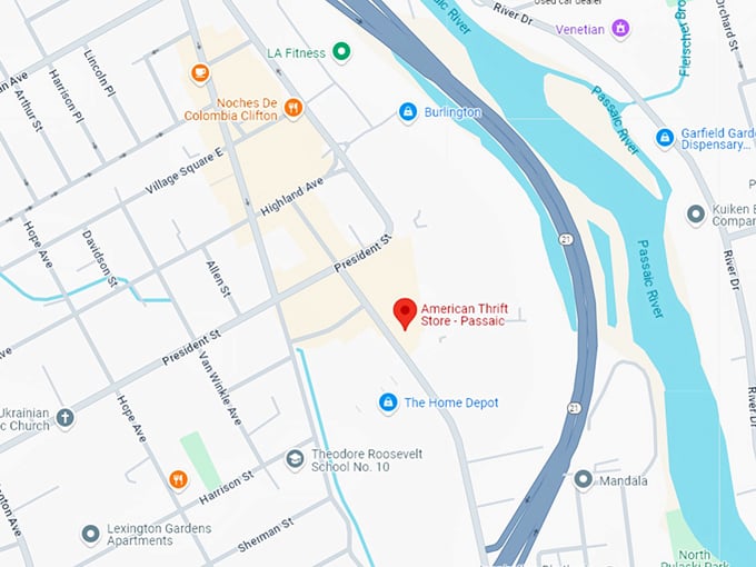 16 american thrift store passaic map