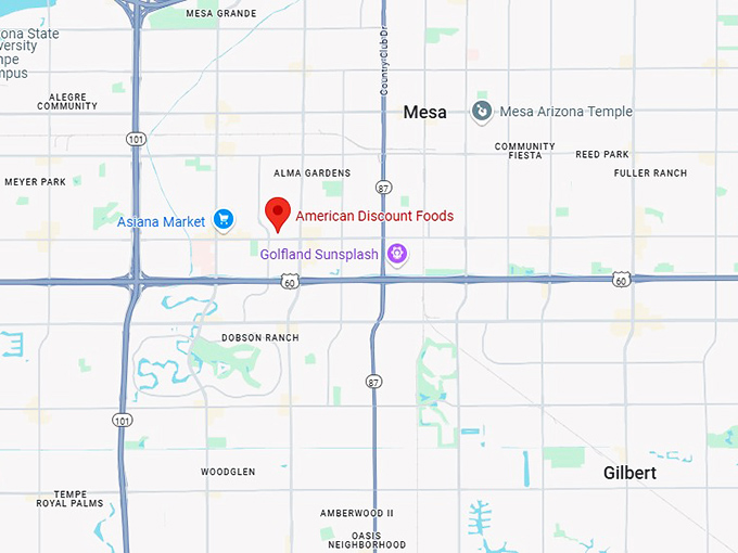 american discount foods (1360 w southern ave) map