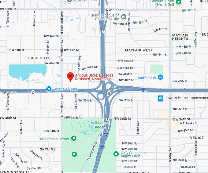 16. antique store decades revisited, a vintage mall map