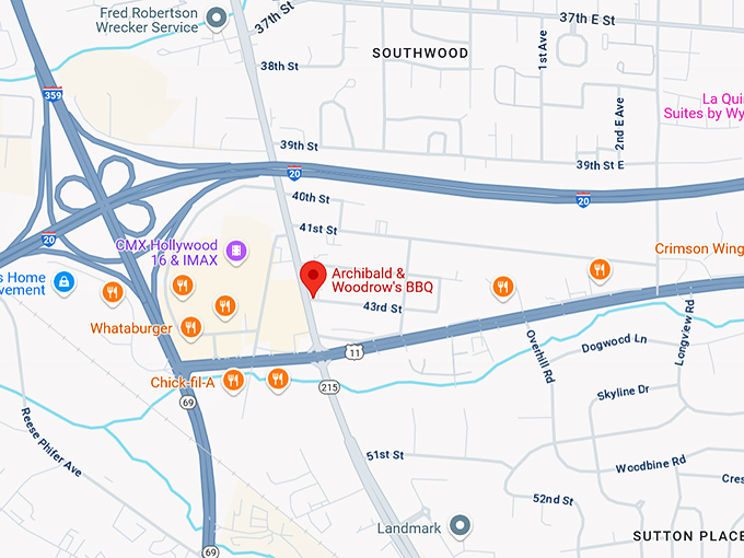16. archibald & woodrow's bbq map