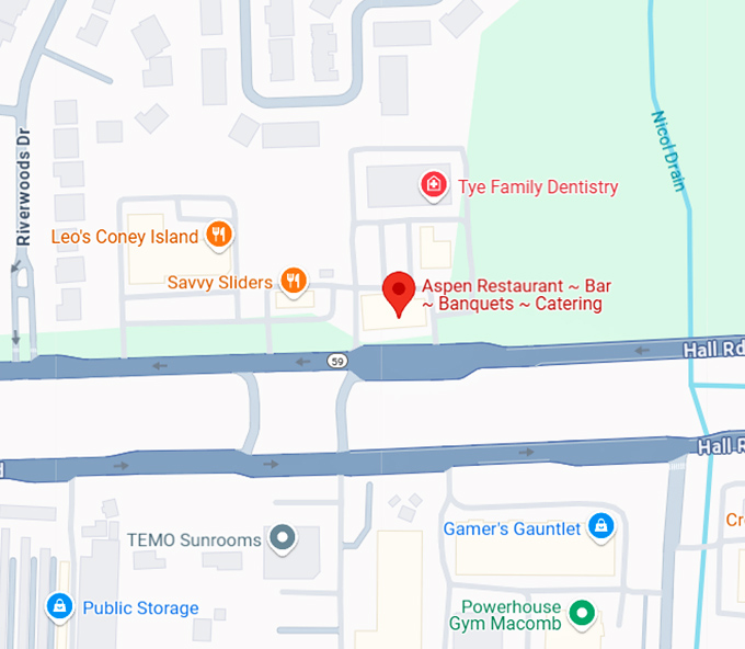 16. aspen restaurant ~ bar ~ banquets ~ catering map