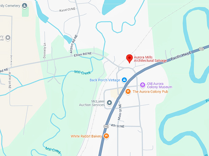 16. aurora mills architectural salvage map