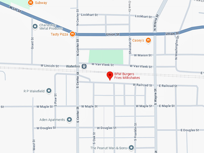 16. b.f.m. burgers fries milkshakes map