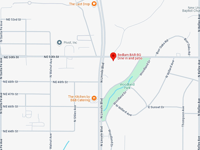 16. bedlam bar b q dine in and patio map