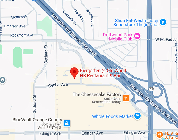 16. biergarten @ old world hb restaurant & bar map