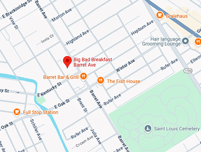 16. big bad breakfast barret ave. map