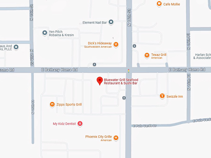 16. bluewater grill seafood restaurant & sushi bar map