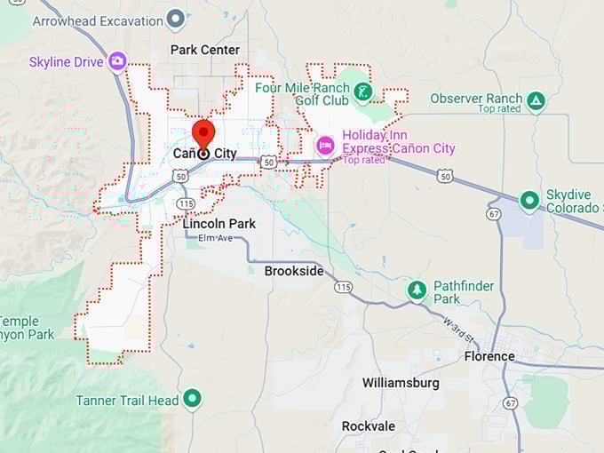 16. ca&ntilde;on city colorado map