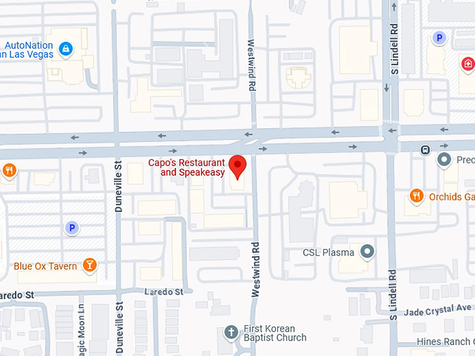 16. capo's restaurant and speakeasy map