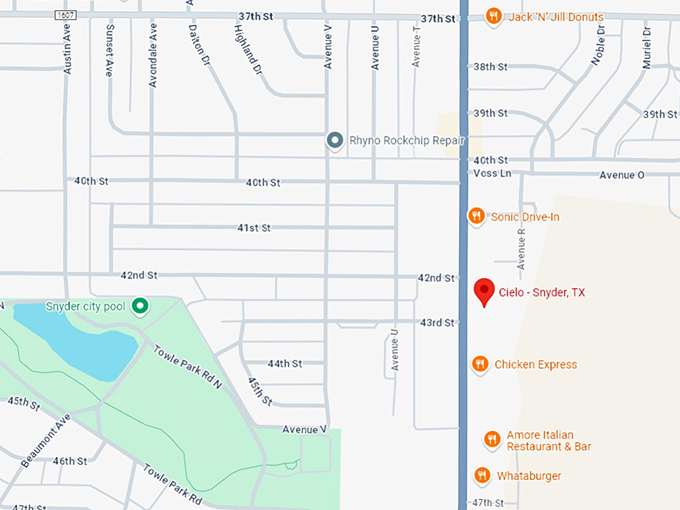 16. cielo snyder, tx map