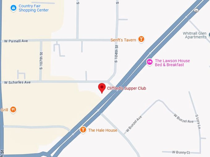 16. clifford's supper club map