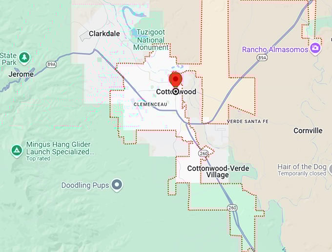 16. cottonwood arizona map