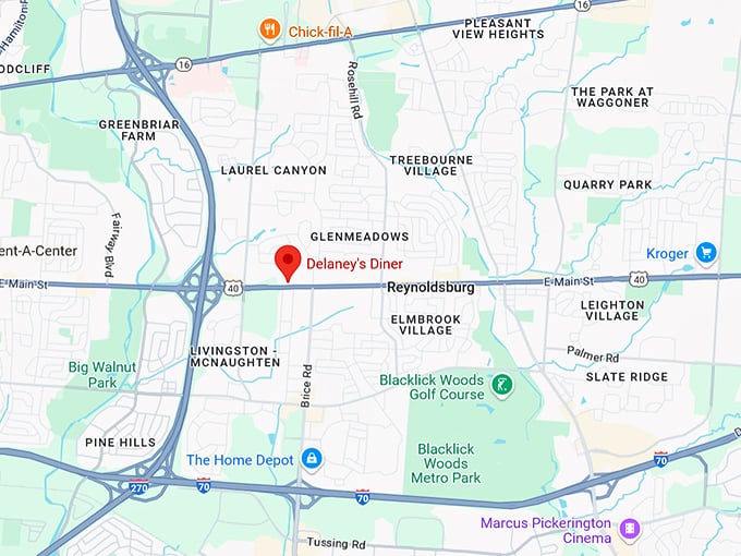 16. delaney's diner (6150 e main st) map