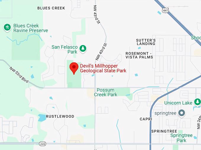 16. devil's millhopper geological state park map