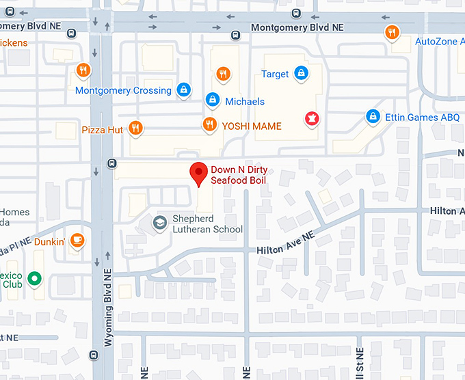 down n dirty seafood boil map