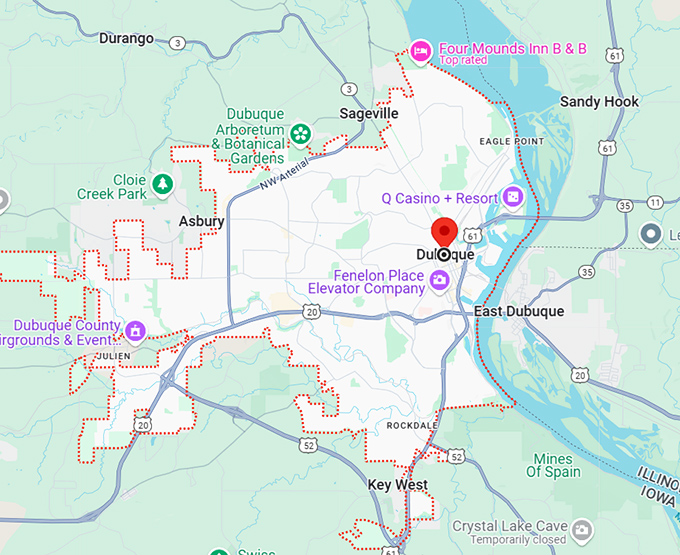 16. dubuque iowa map