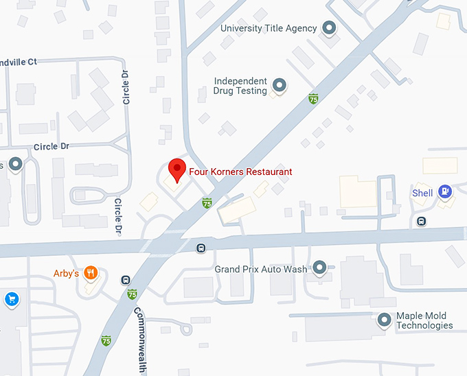 16. four korners restaurant map