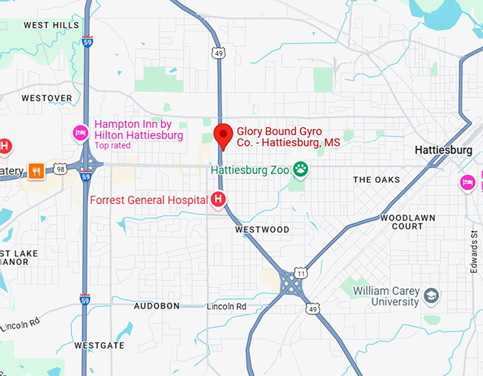 16. glory bound gyro co. hattiesburg, ms map