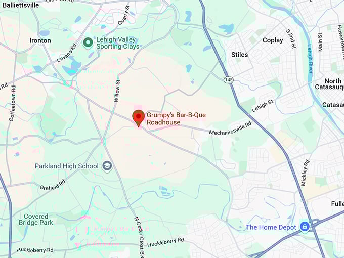 16. grumpy's bar b que roadhouse map