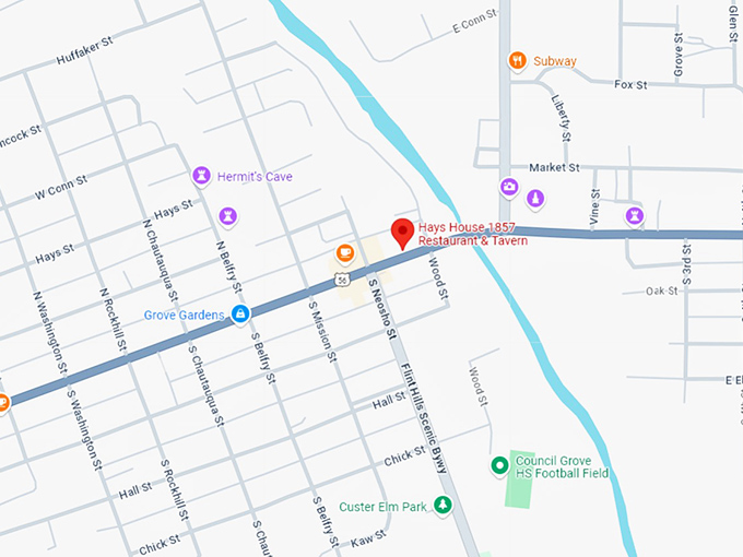 16. hays house 1857 restaurant & tavern map