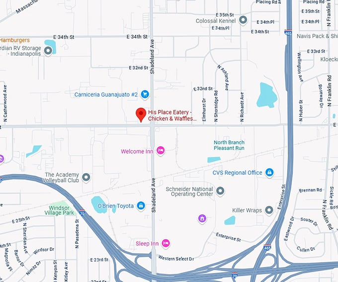 16. his place eatery chicken & waffles, bbq & soul food map