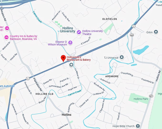 16. hollywood's restaurant & bakery map