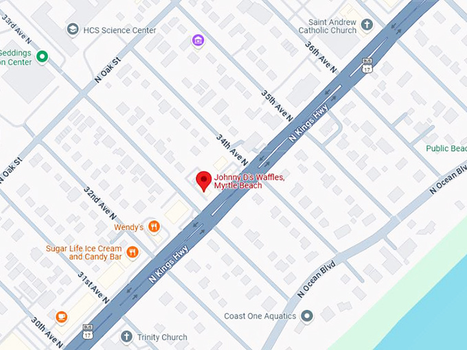 16. johnny d's waffles, myrtle beach map