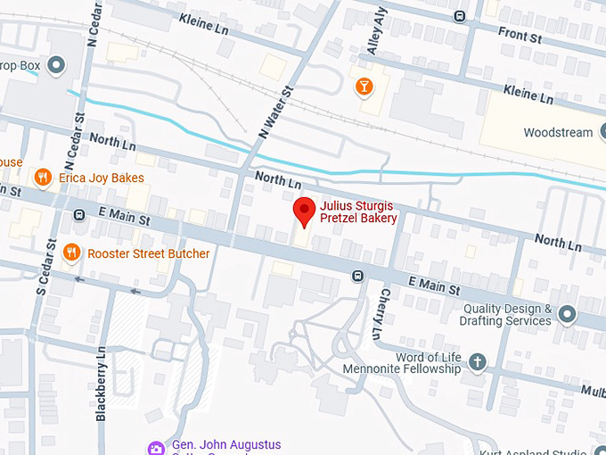 16. julius sturgis pretzel bakery map