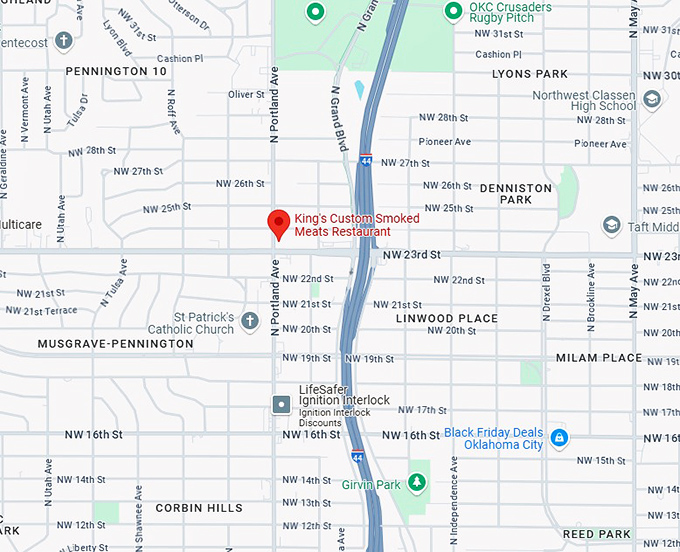 16. king's custom smoked meats restaurant map