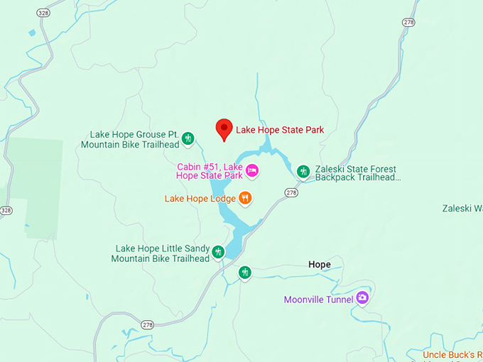 16. lake hope state park map