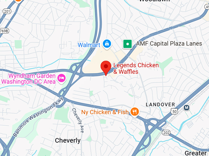 16. legends chicken & waffles map