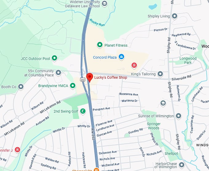 16. lucky's coffee shop map