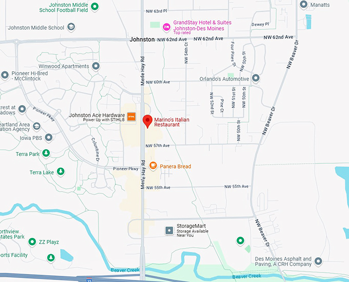 16. marino's italian restaurant map