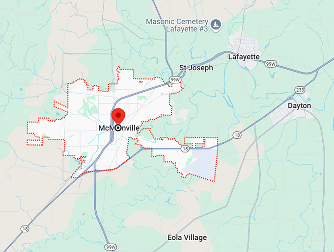 16. mcminnville or map