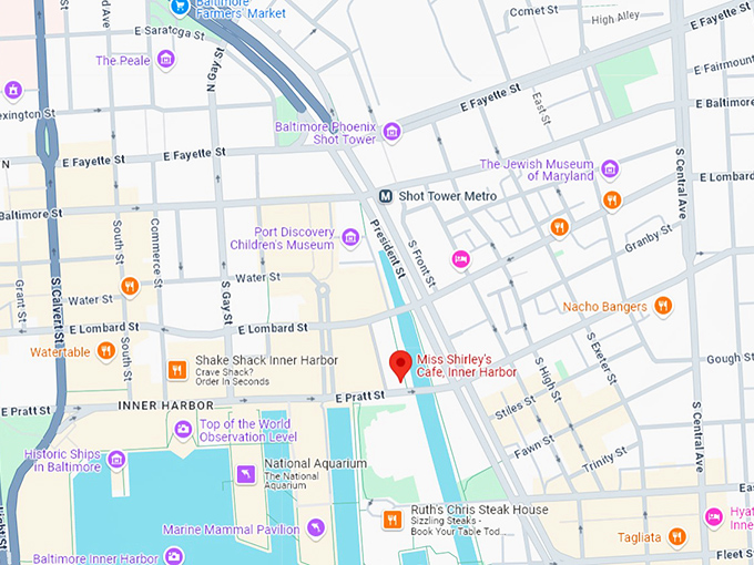 16. miss shirley's cafe, inner harbor map