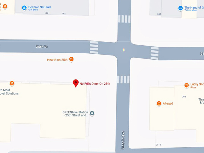 16. no frills diner on 25th map