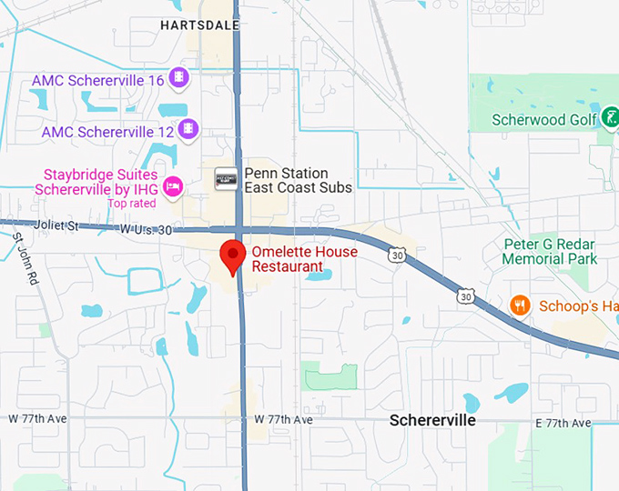 16. omelette house restaurant map