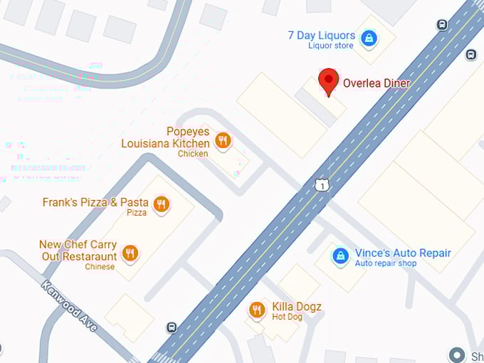 16. overlea diner map