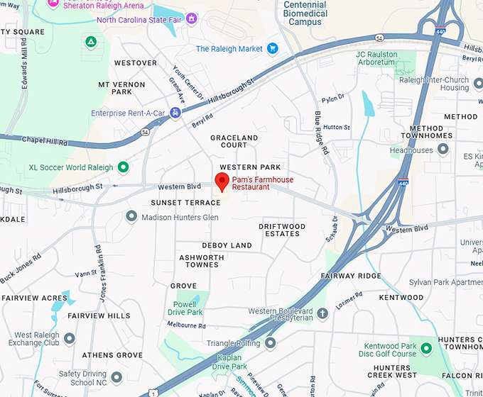 16. pam's farmhouse restaurant map