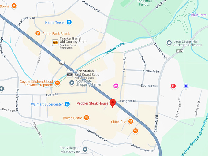 16. peddler steak house map